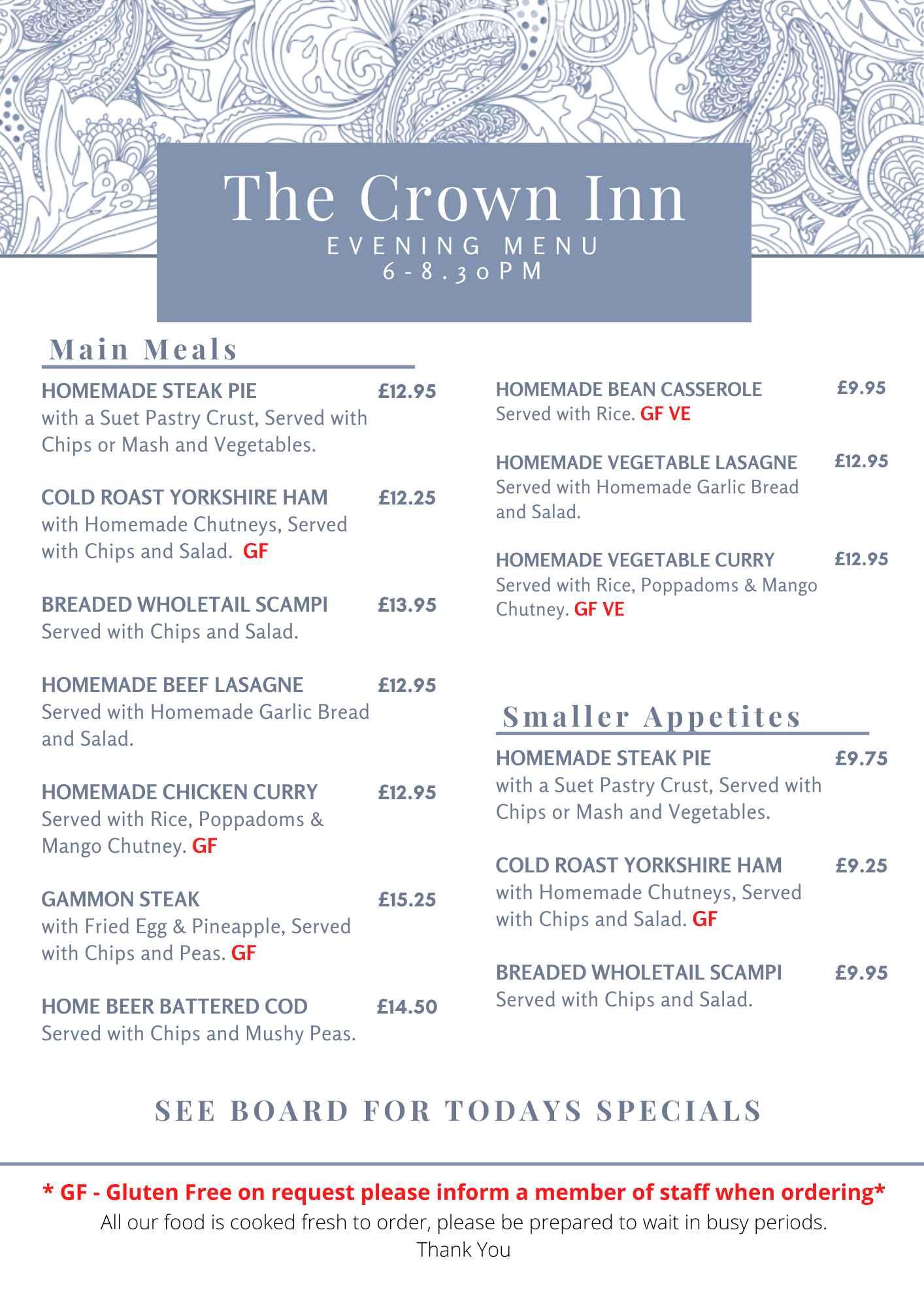 Menus — The Crown Inn