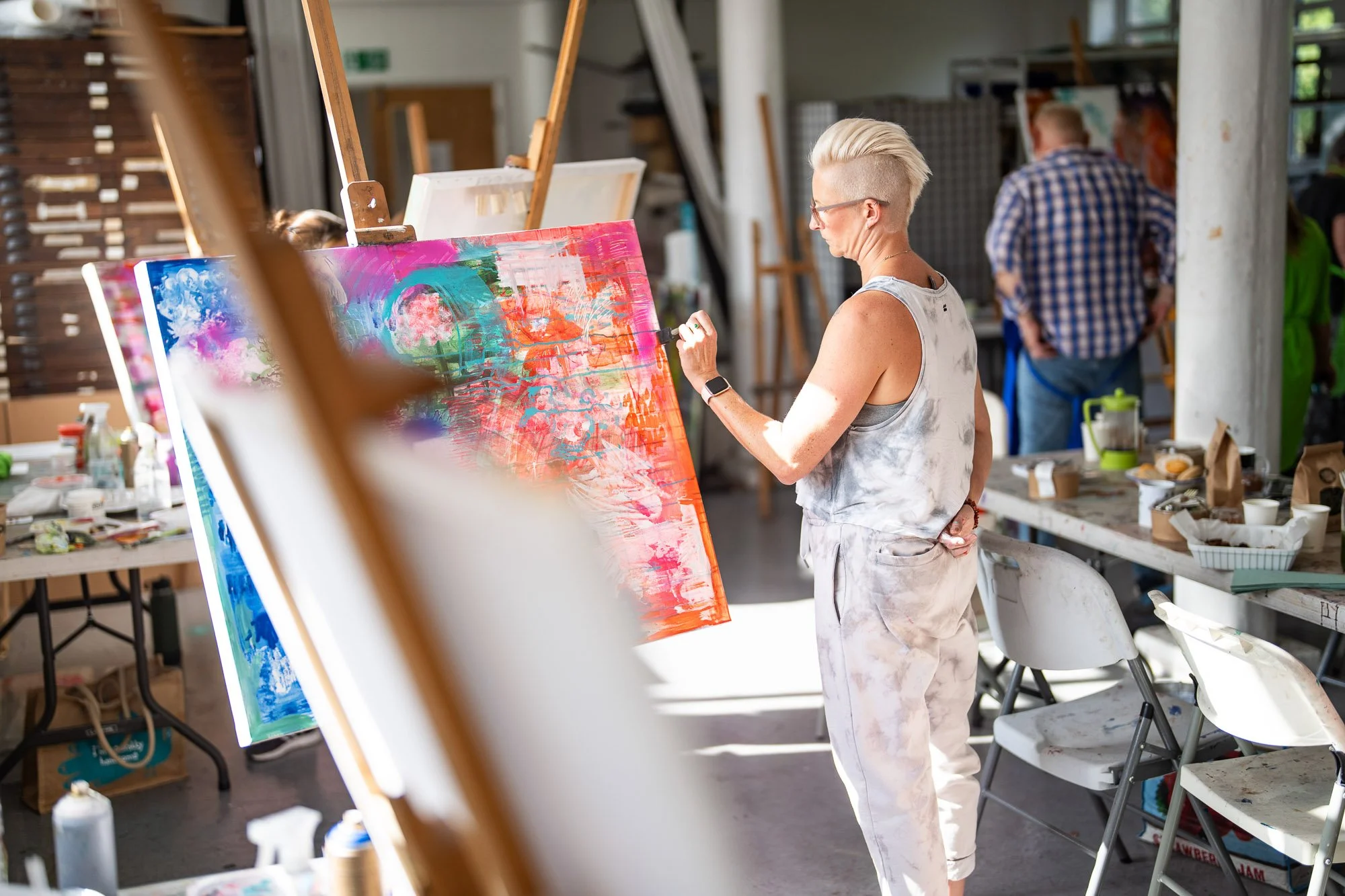Paint your own acrylic large abstract one day painting art workshop ...