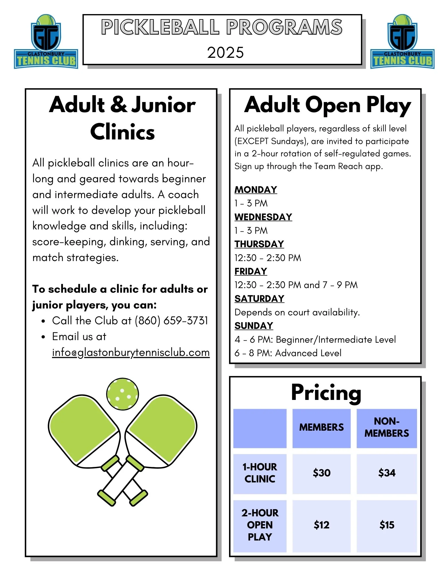 Pickleball - Glastonbury Tennis Club
