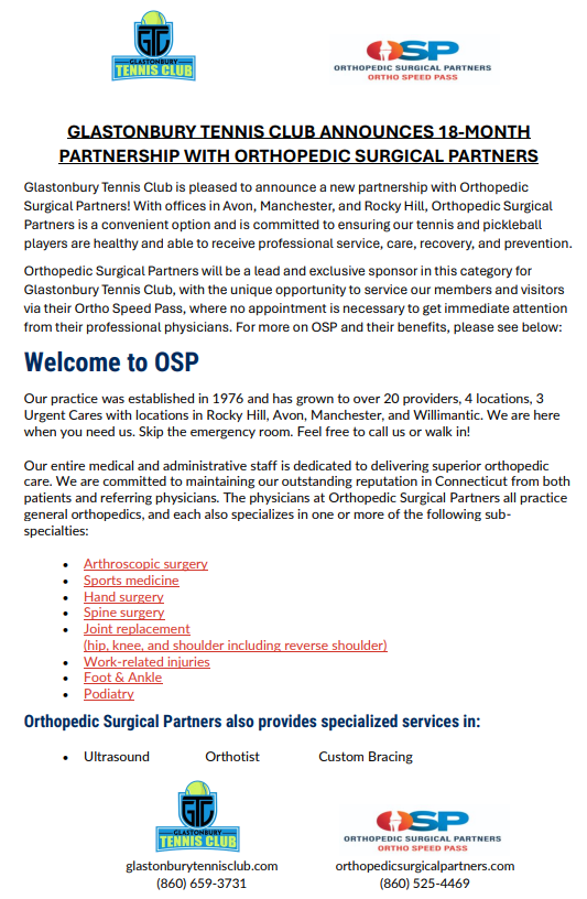 Corporate Sponsors - Glastonbury Tennis Club