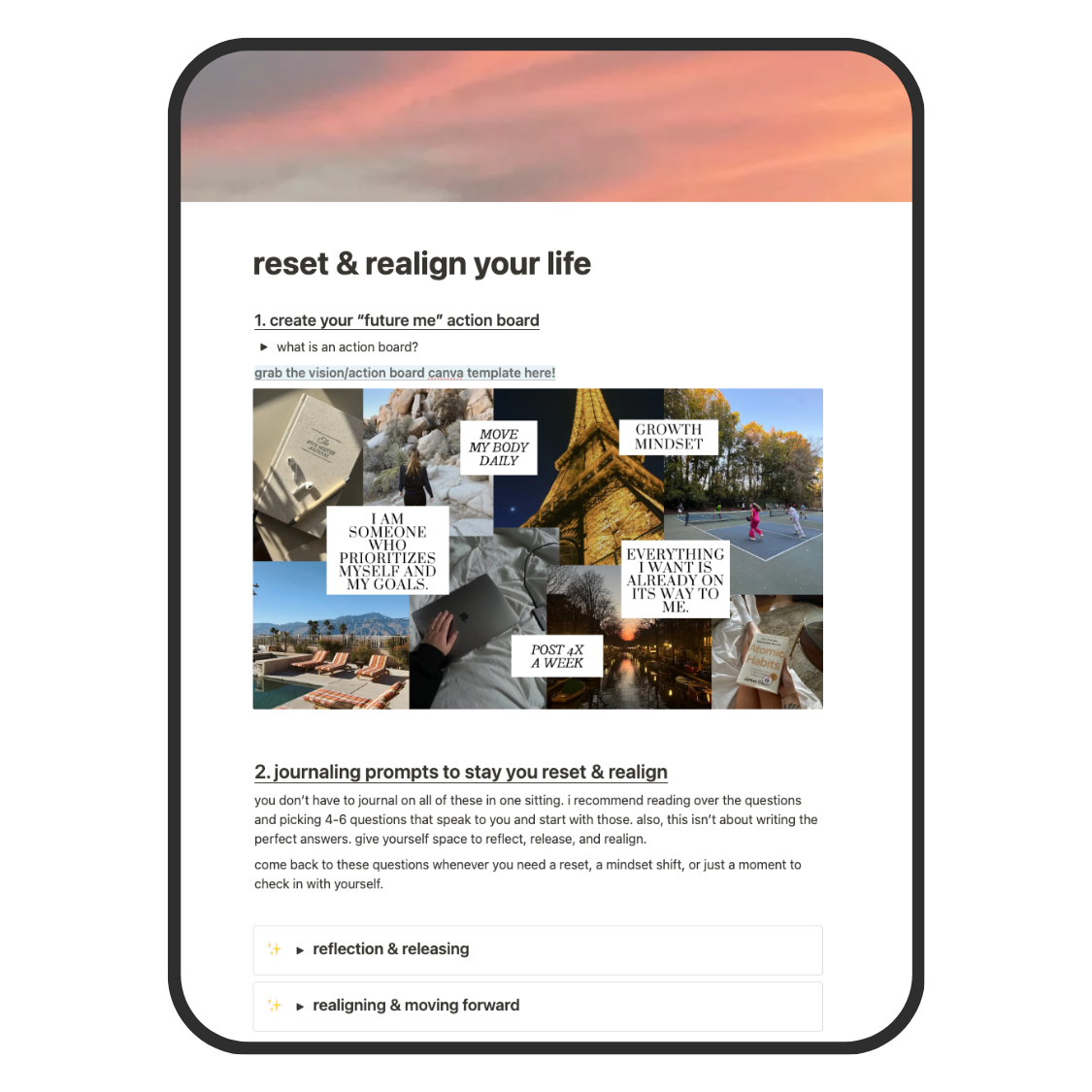 Reset & Realign Your Life - Notion Template — molly ho studio