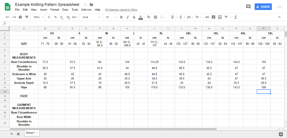 How to Grade Knitting Patterns Using a Spreadsheet | Sister Mountain