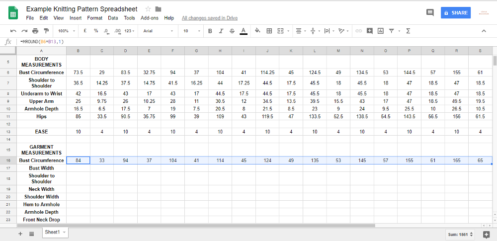 How to Grade Knitting Patterns Using a Spreadsheet | Sister Mountain