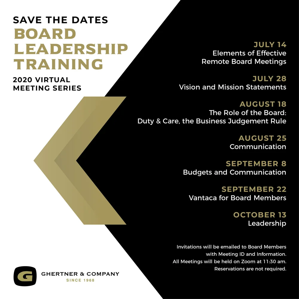 HOA Board Leadership Training Schedule for 2020 — Ghertner & Company