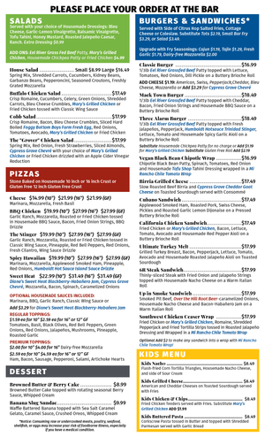Six Rivers Brewery Dine in or Take Out Menu — Six Rivers Brewery