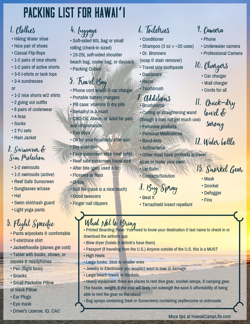 Packing For Hawaii A Comprehensive List Hawai i Camp Life