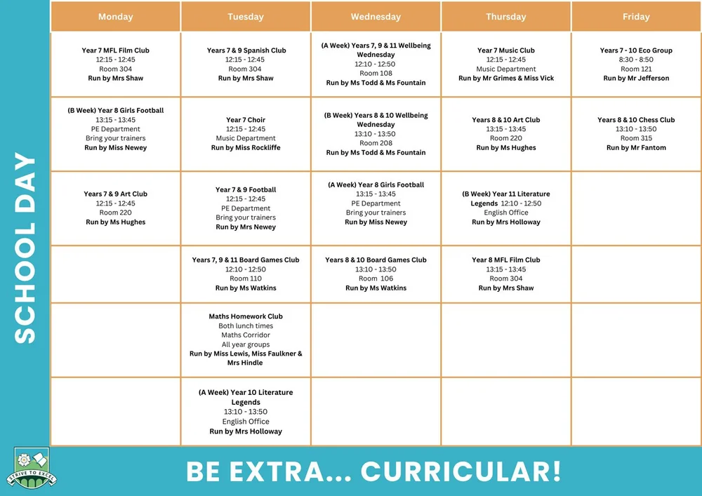 Extracurricular Timetable — Ryburn Valley High School