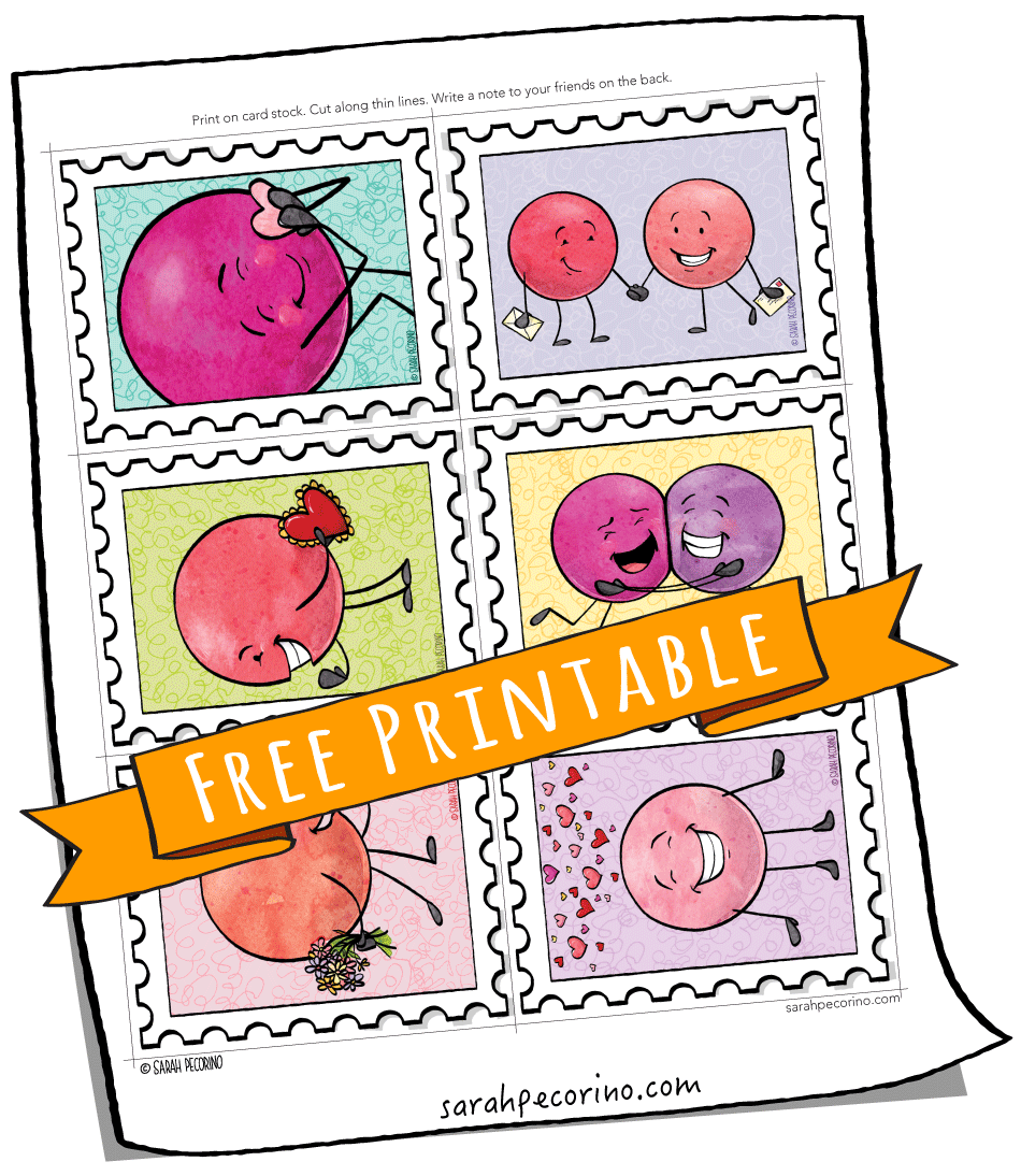 Easy Printable Valentine's Day Cards — Sarah Pecorino Illustration