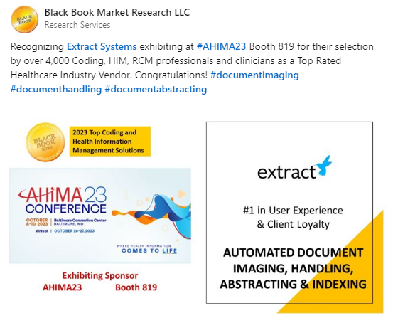 Extract Systems Wins Top Award at AHIMA 2023 Conference - Extract Systems