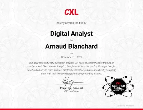 Certifications SEO, SEA, Analytics, R, RGPD