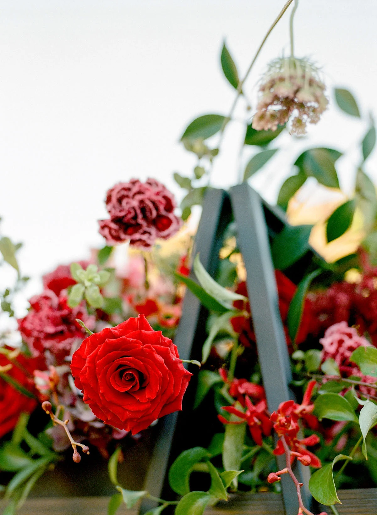 Lush Red Wedding with 24 ft Floral Chandelier at The Estate Yountville ...