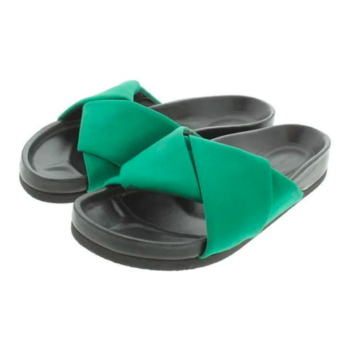 Céline Twist Flat Mules in Green — UFO No More