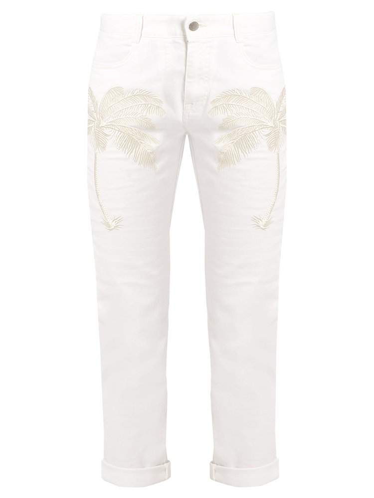 Stella McCartney Palm Tree-Embroidered Cropped Jeans — UFO No More