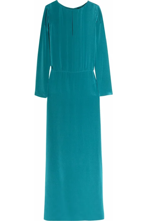 Tibi Silk Crepe Maxi Dress in Beige — UFO No More