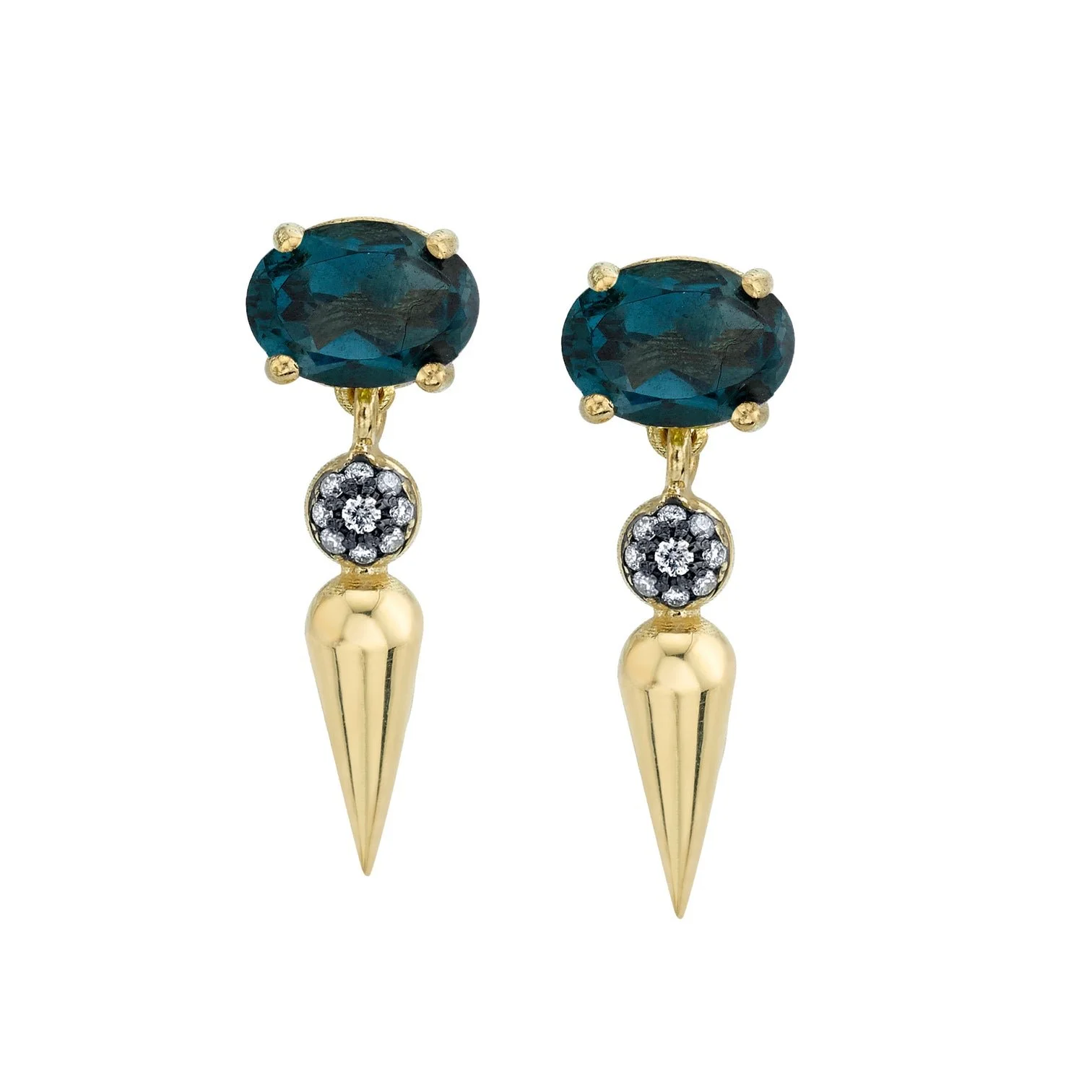 Sarah Hendler Spear Dangle Stud Earrings in Emerald and Sapphires — UFO No More