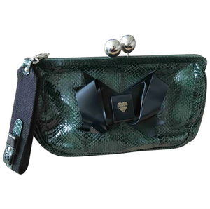 Luella Bow Python-Effect Clutch in Green — UFO No More