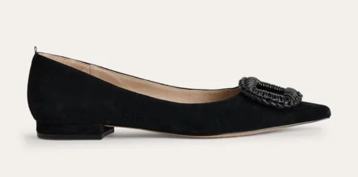 Boden Pointed Ballet Flats in Black Suede — UFO No More