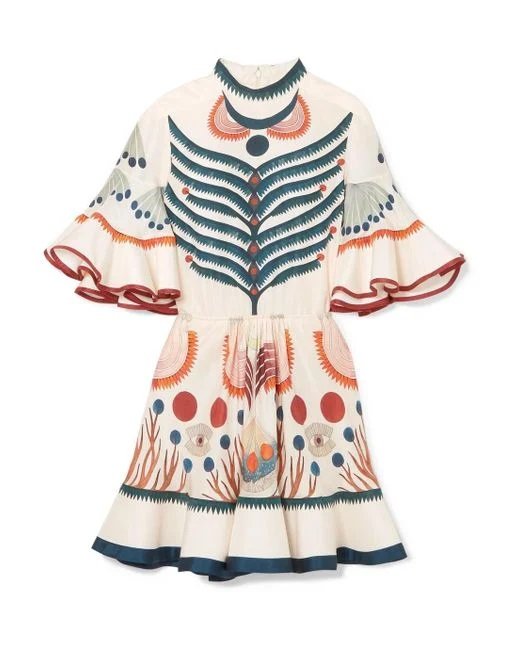 Chloé Ruffled Printed Silk Mini Dress — UFO No More Chloé Ruffled Printed Silk Mini Dress — UFO No More