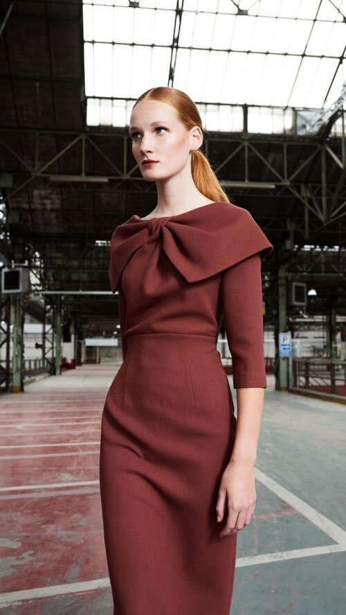 Natan Couture Bow Neckline Dress in Green — UFO No More