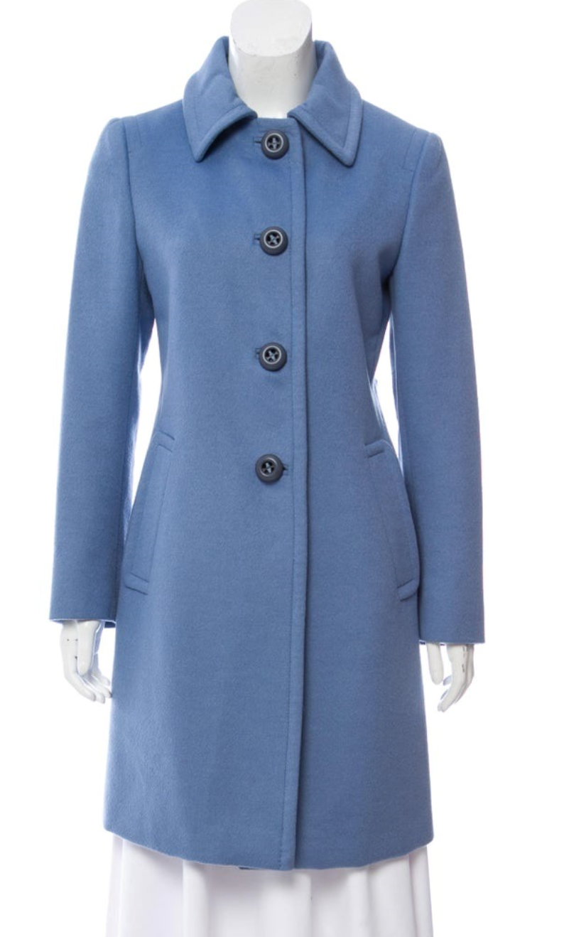 Prada Button Front Wool Coat in Blue — UFO No More