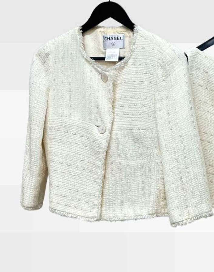 Chanel Sequin Tweed Crew Neck Jacket — UFO No More