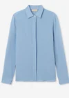Falconeri Silk Blouse with Small Collar in Light Sky Blue — UFO No More