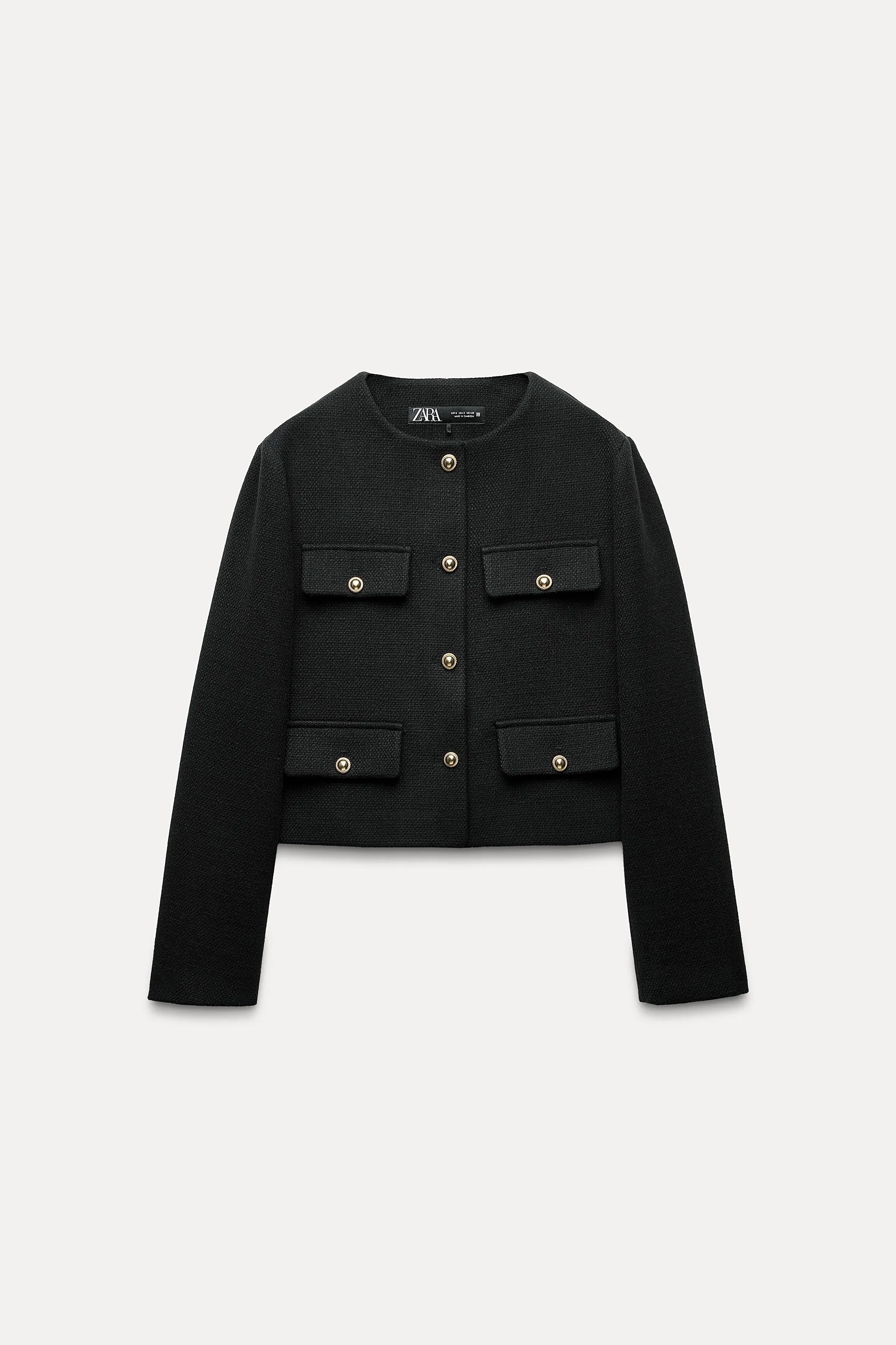 Zara Cropped Blazer with Flaps in Black — UFO No More