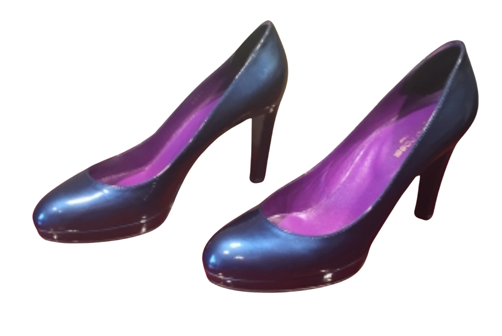 Sergio Rossi Platform Round Toe Pumps in Blue — UFO No More