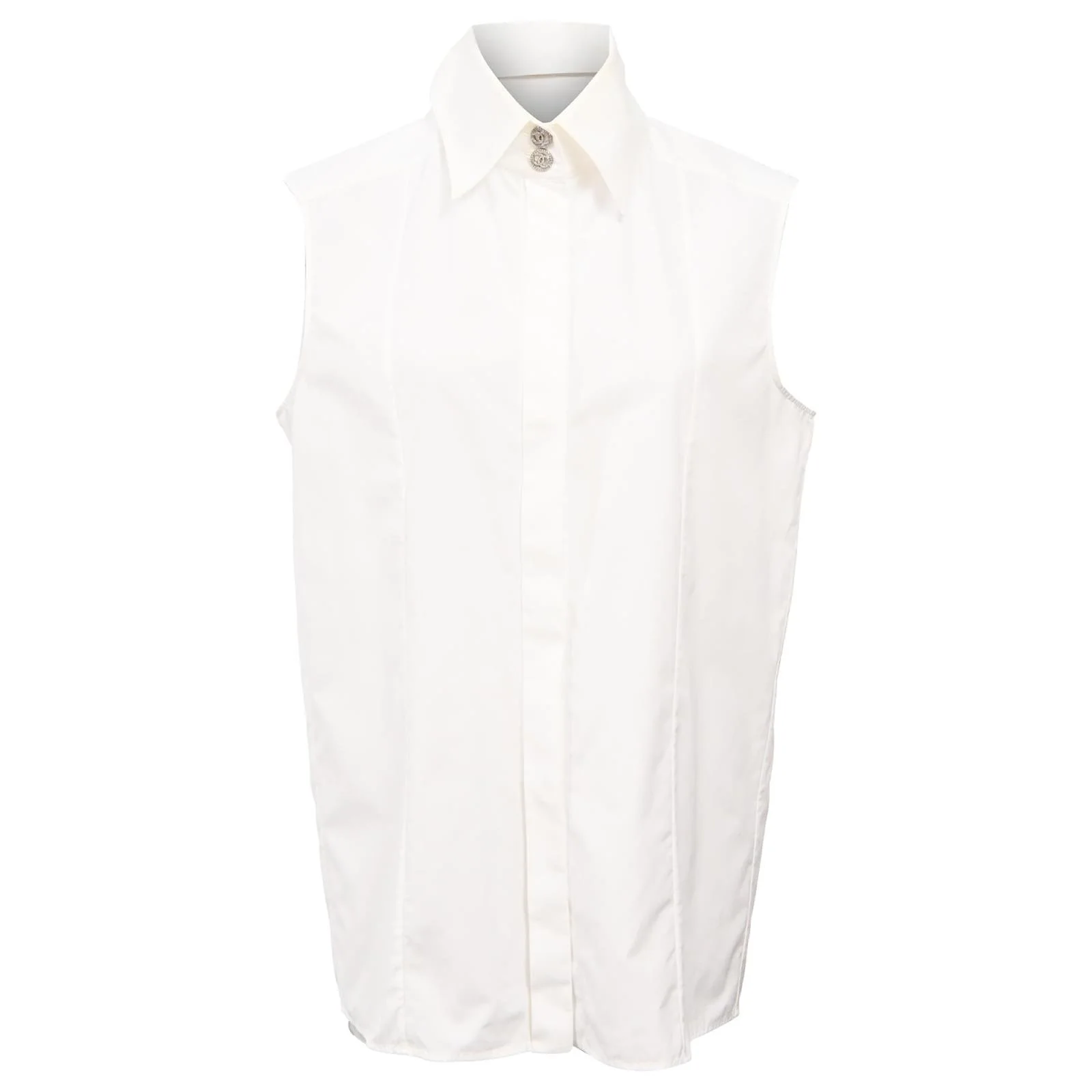 Chanel Buttoned Sleeveless Shirt in White Cotton — UFO No More