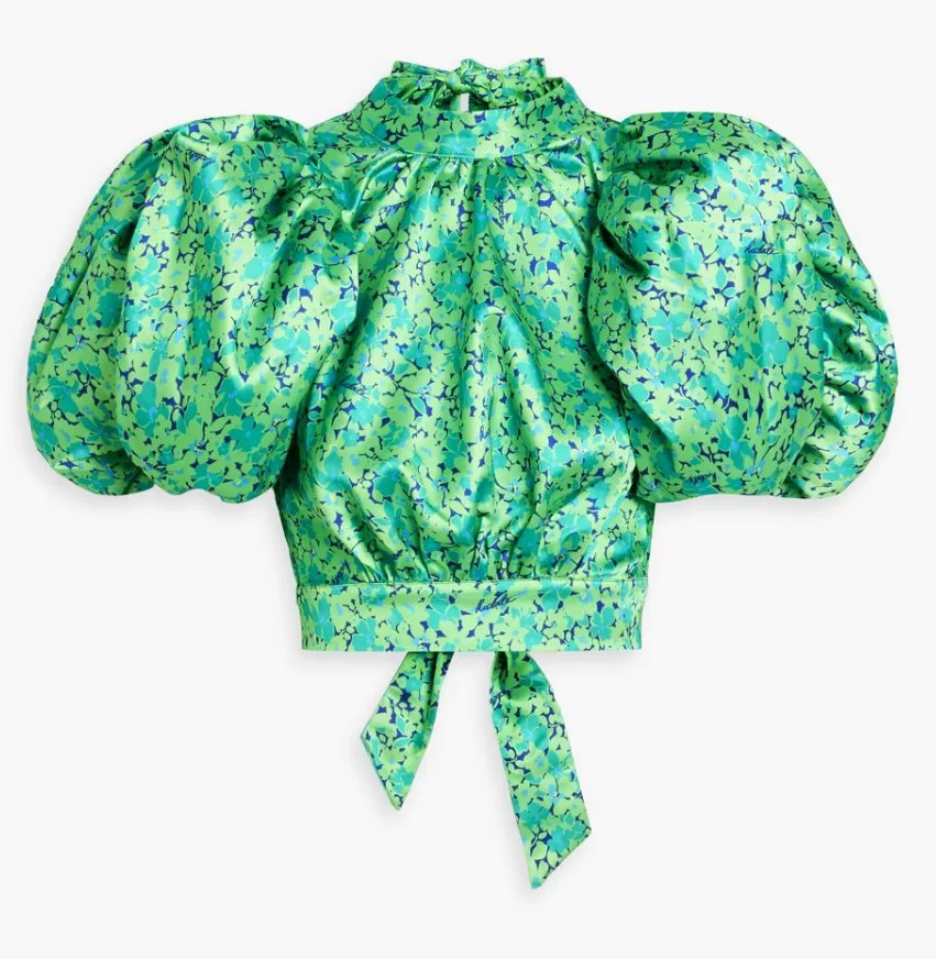Rotate Birger Christensen Floral-Print Cropped Satin Top — UFO No More
