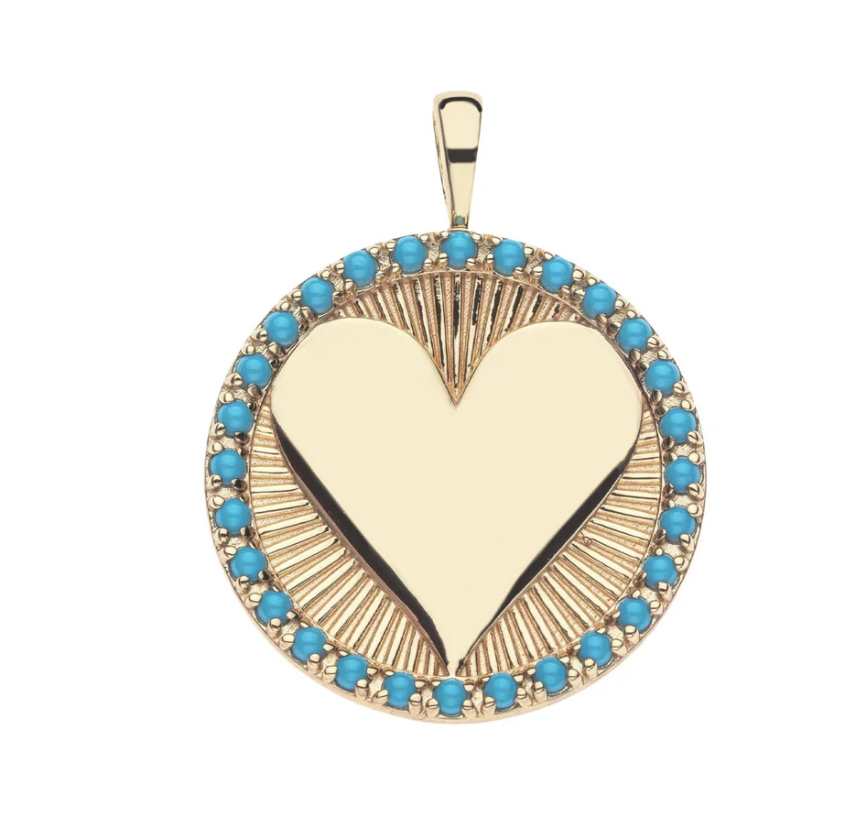 Jane Win LOVE Embellished Hearts Find Me Pendant in Turquoise — UFO No More