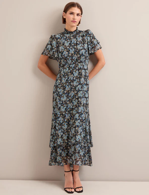Cefinn Aurelie Lurex Fil Coupé Maxi Dress in Navy Paisley Print — UFO ...