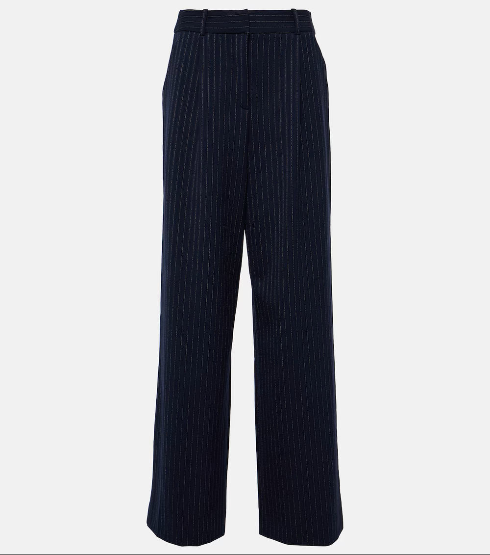Veronica Beard Heyser High-Waist Trousers in Navy Pinstripe — UFO No More