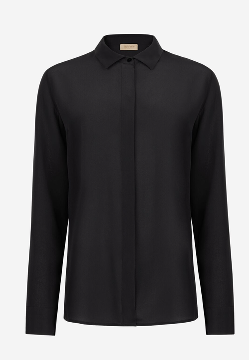 Falconeri Silk Collared Blouse in Black — UFO No More