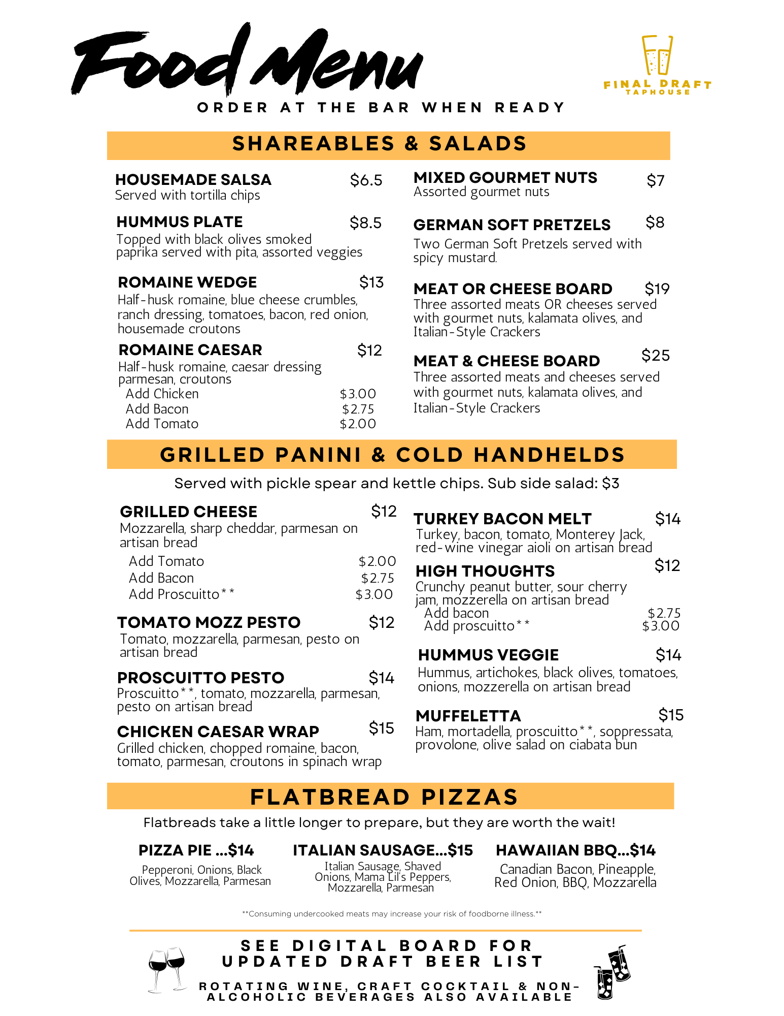 Beer and Food | Vancouver WA — Final Draft Taphouse | Craft Beer ...