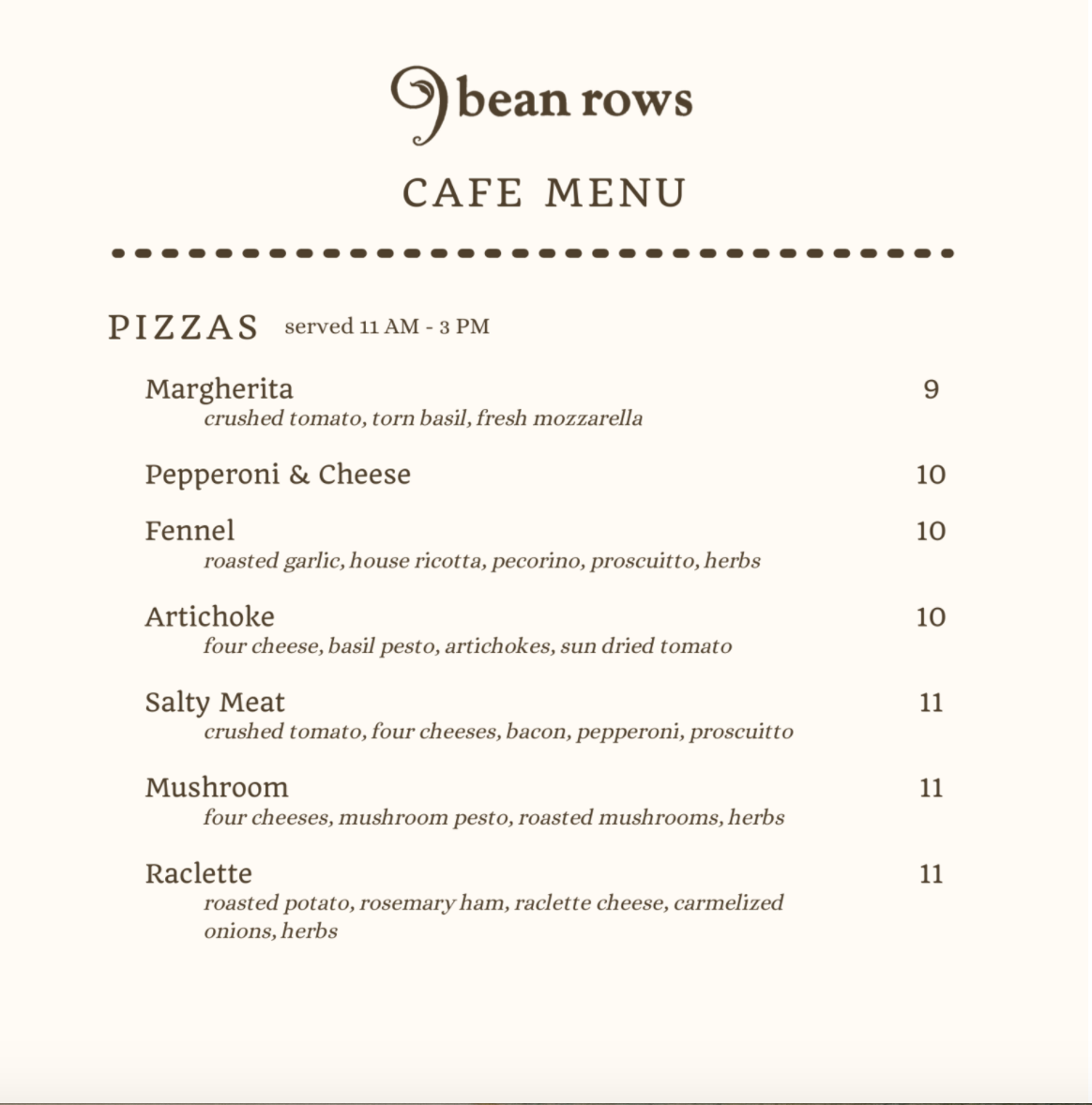 Cafe — 9 Bean Rows
