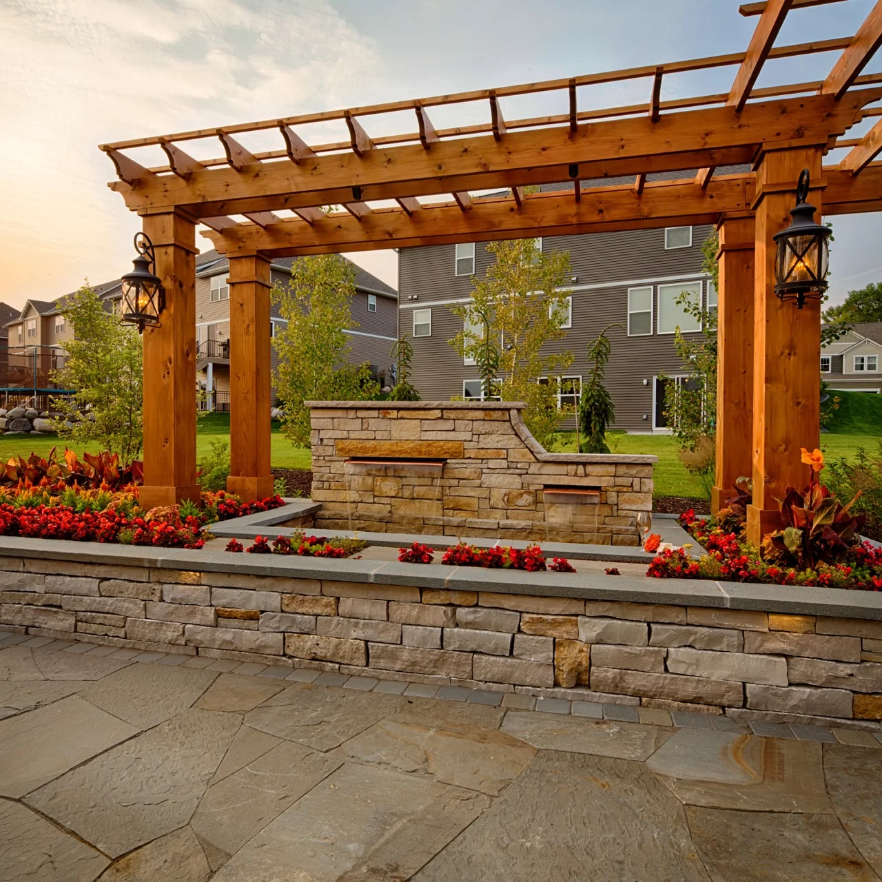 Mom's Design Build-Water Feature with Pergola