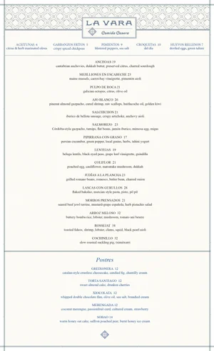 Menu — La Vara