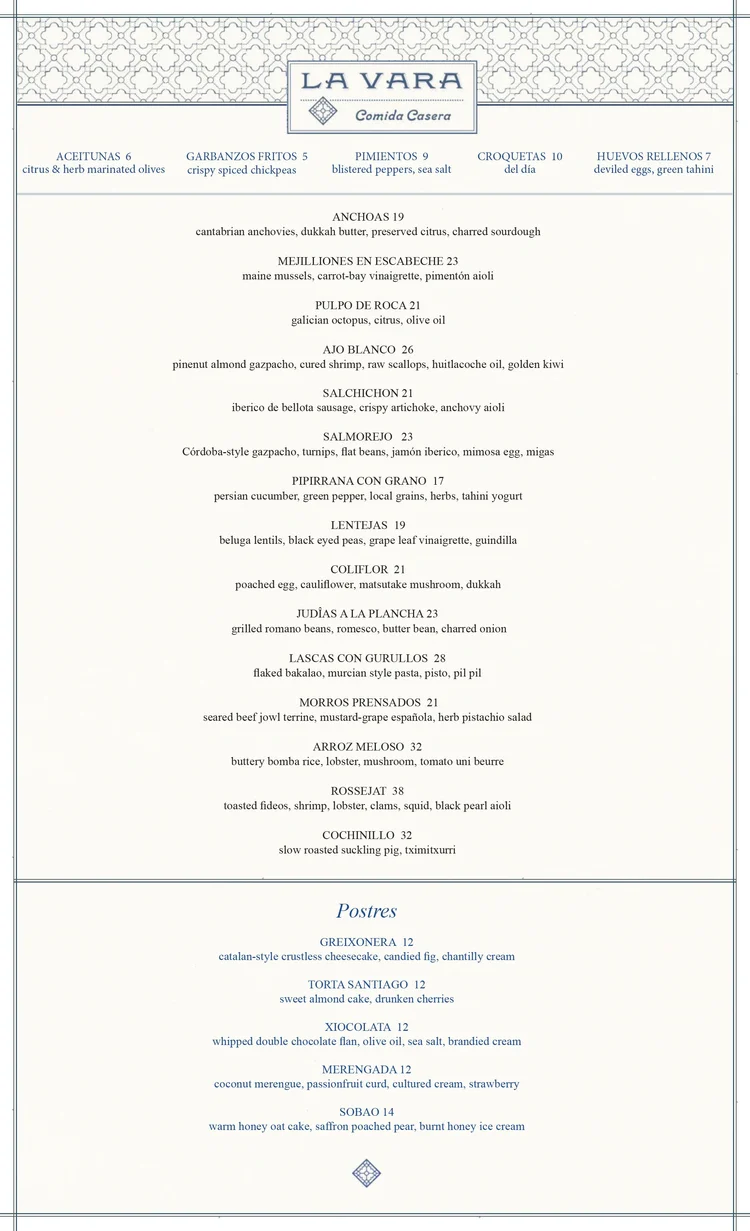 Menu — La Vara