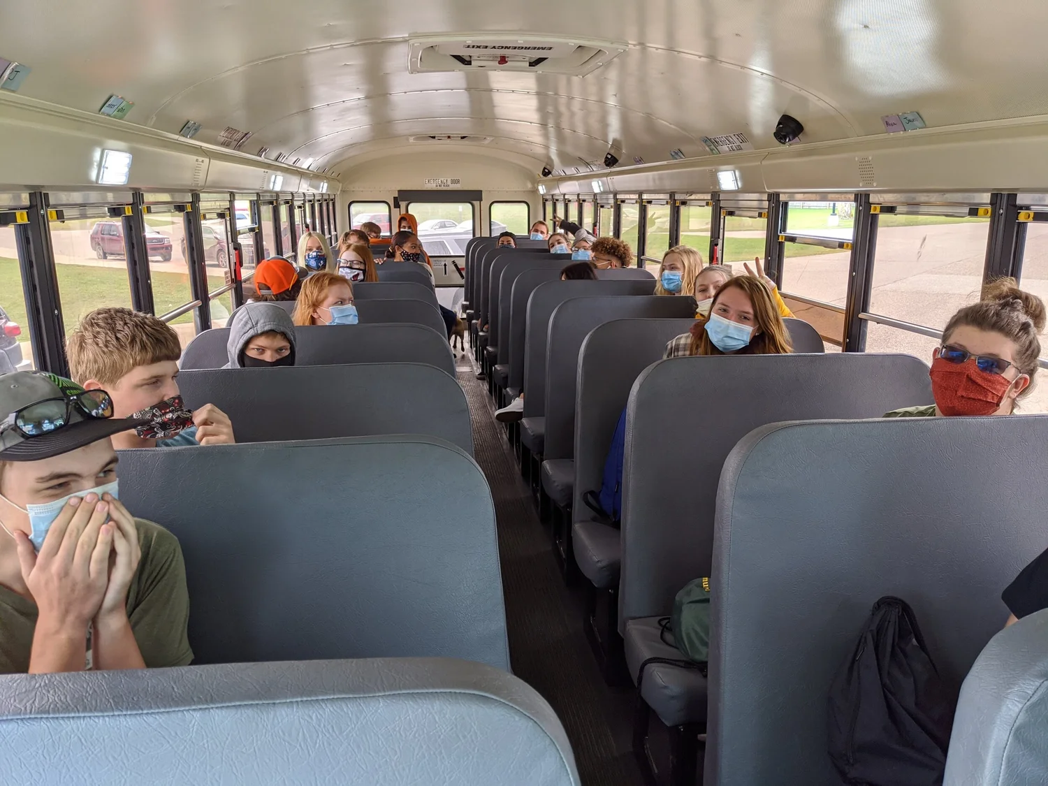 School Bus Inside High School