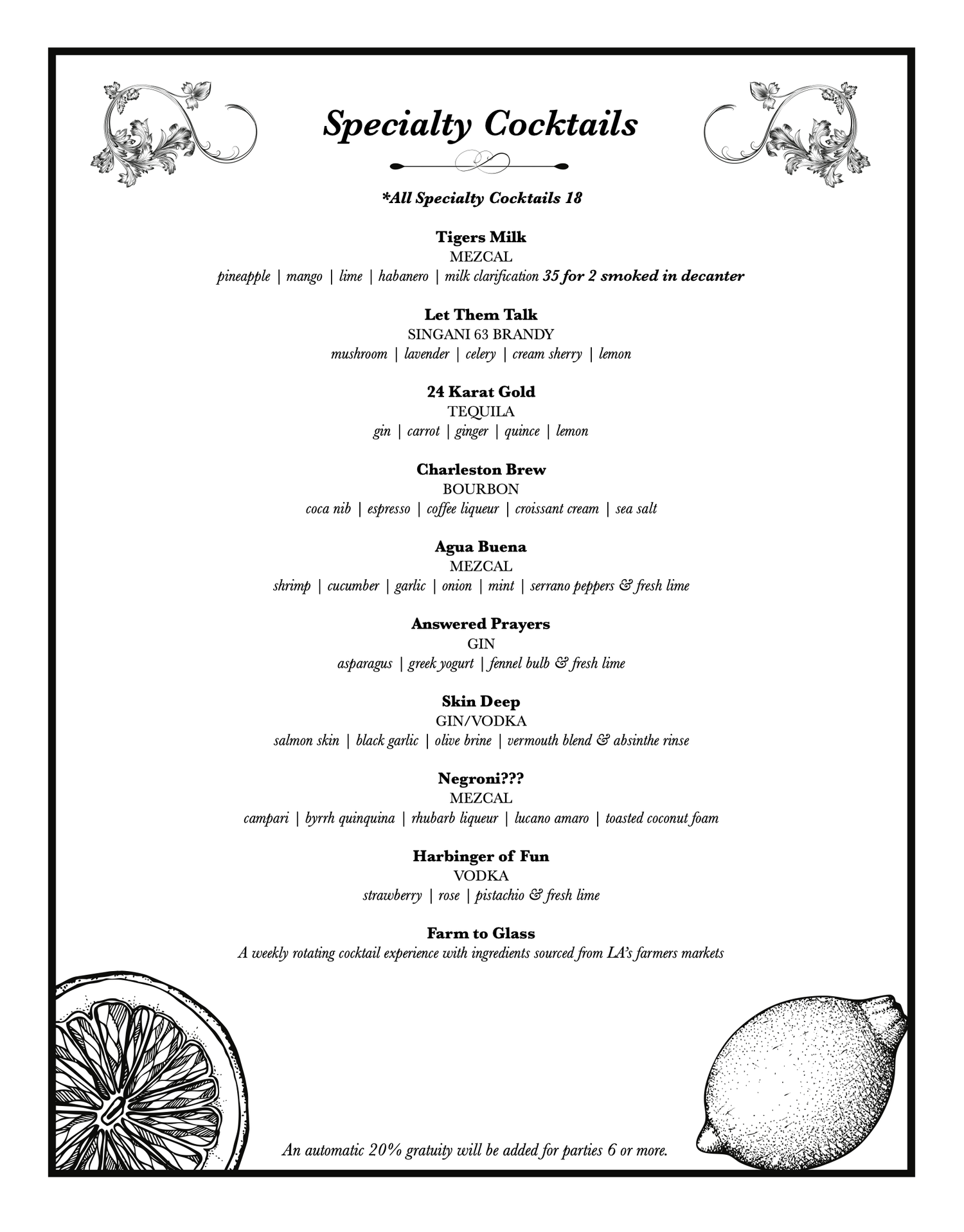 Menu1 — The Wolves DTLA