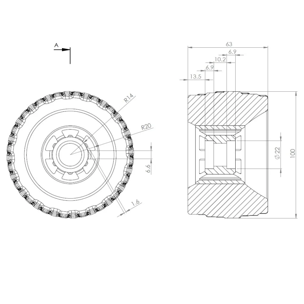 Skateboard Wheel Drawing
