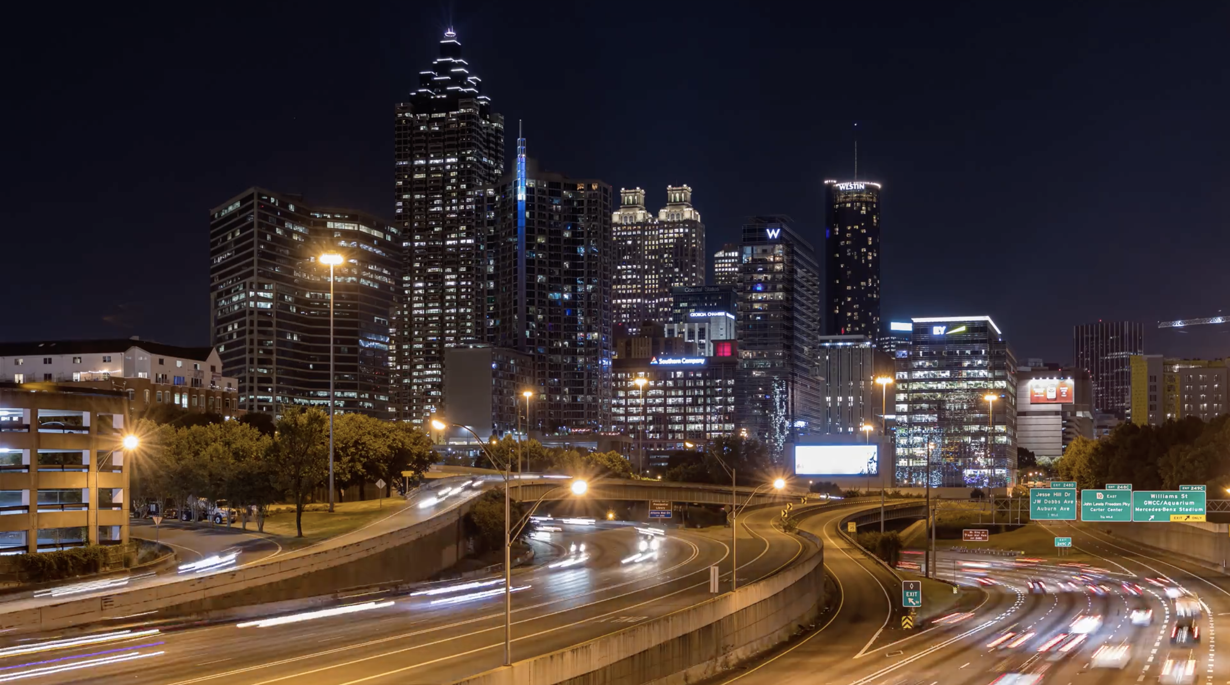(4K+) Downtown Atlanta Skyline at Night City - Emeric's Timelapse