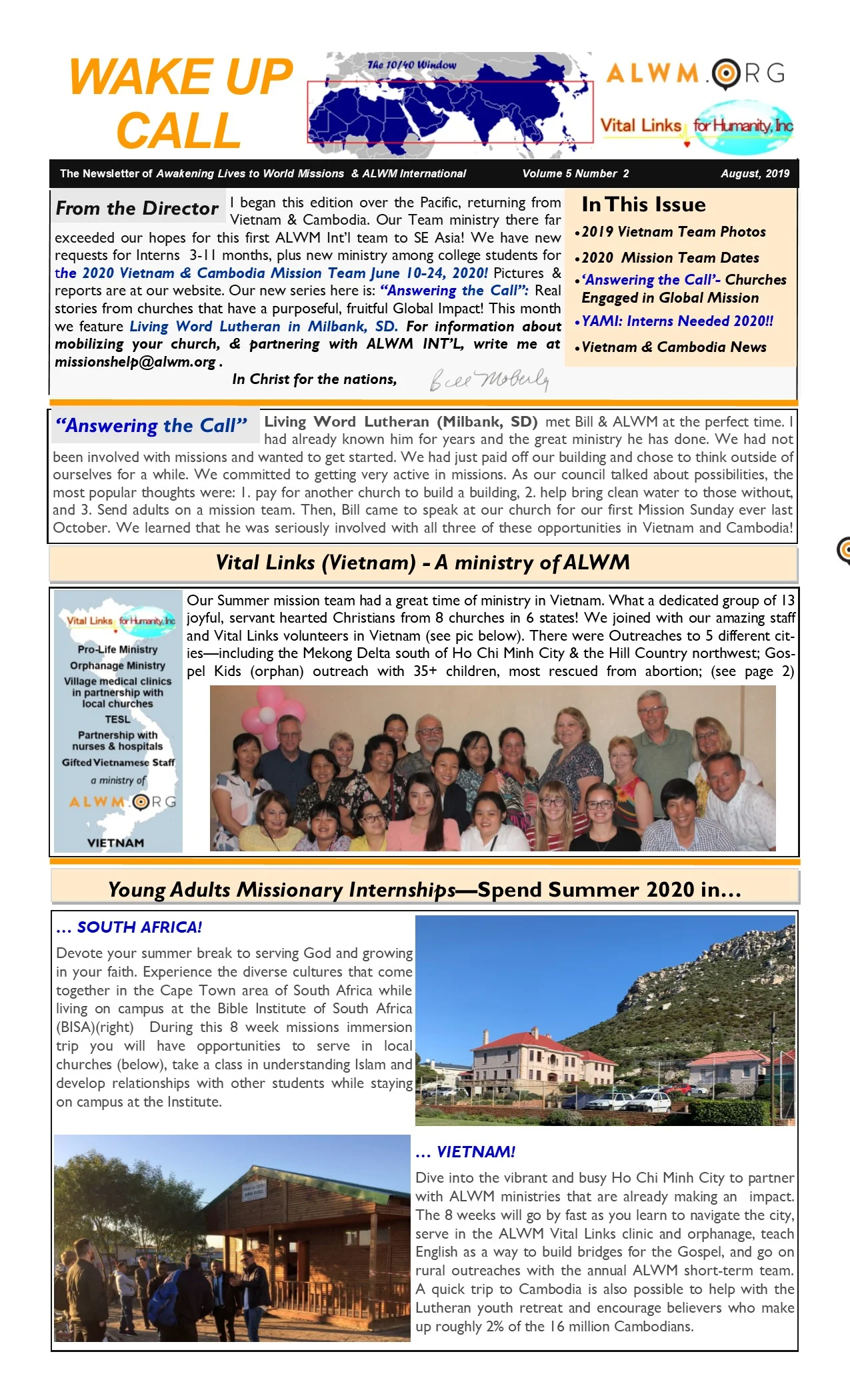 Newsletter — Awakening Lives to World Missions