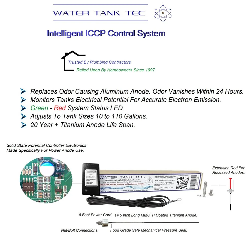 Water Tank Tec. Stops Hot Water Odor and Internal Water Tank Corrosion.