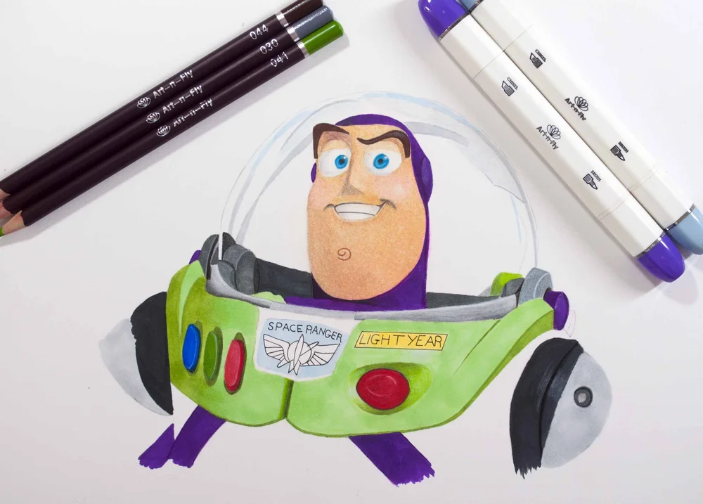 Art-n-Fly Marker and Colored Pencil Art Buzz Lightyear — The Art Gear Guide