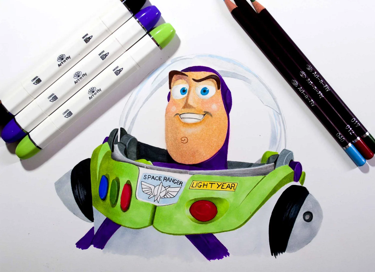 Art-n-Fly Marker and Colored Pencil Art Buzz Lightyear — The Art Gear Guide
