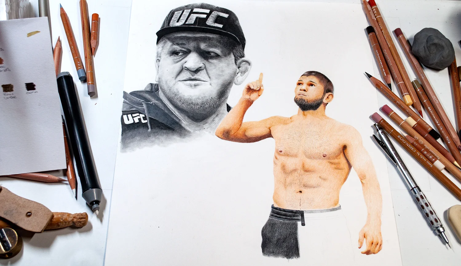 UFC Artwork Khabib Nurmagomedov With Caran d'Ache Luminance Portraiture ...