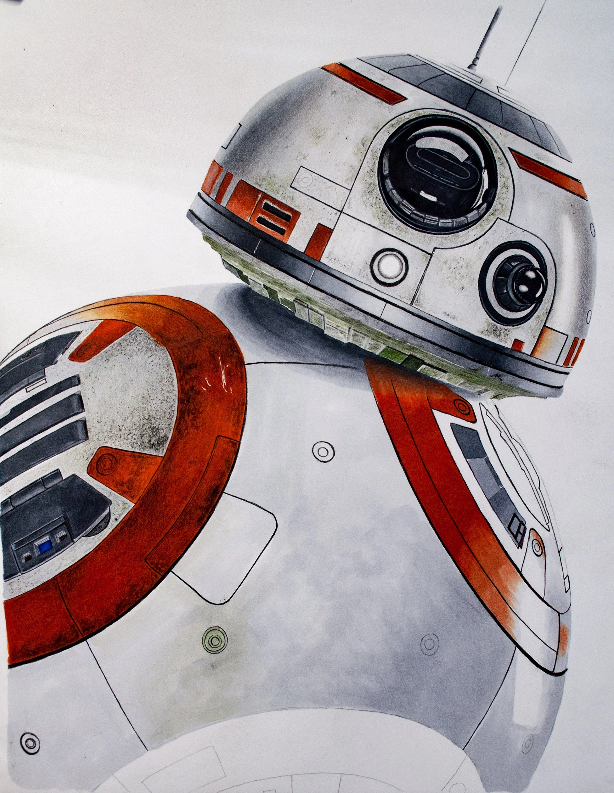 Drawing BB8 From Star Wars With COPIC and Colored Pencils — The Art ...