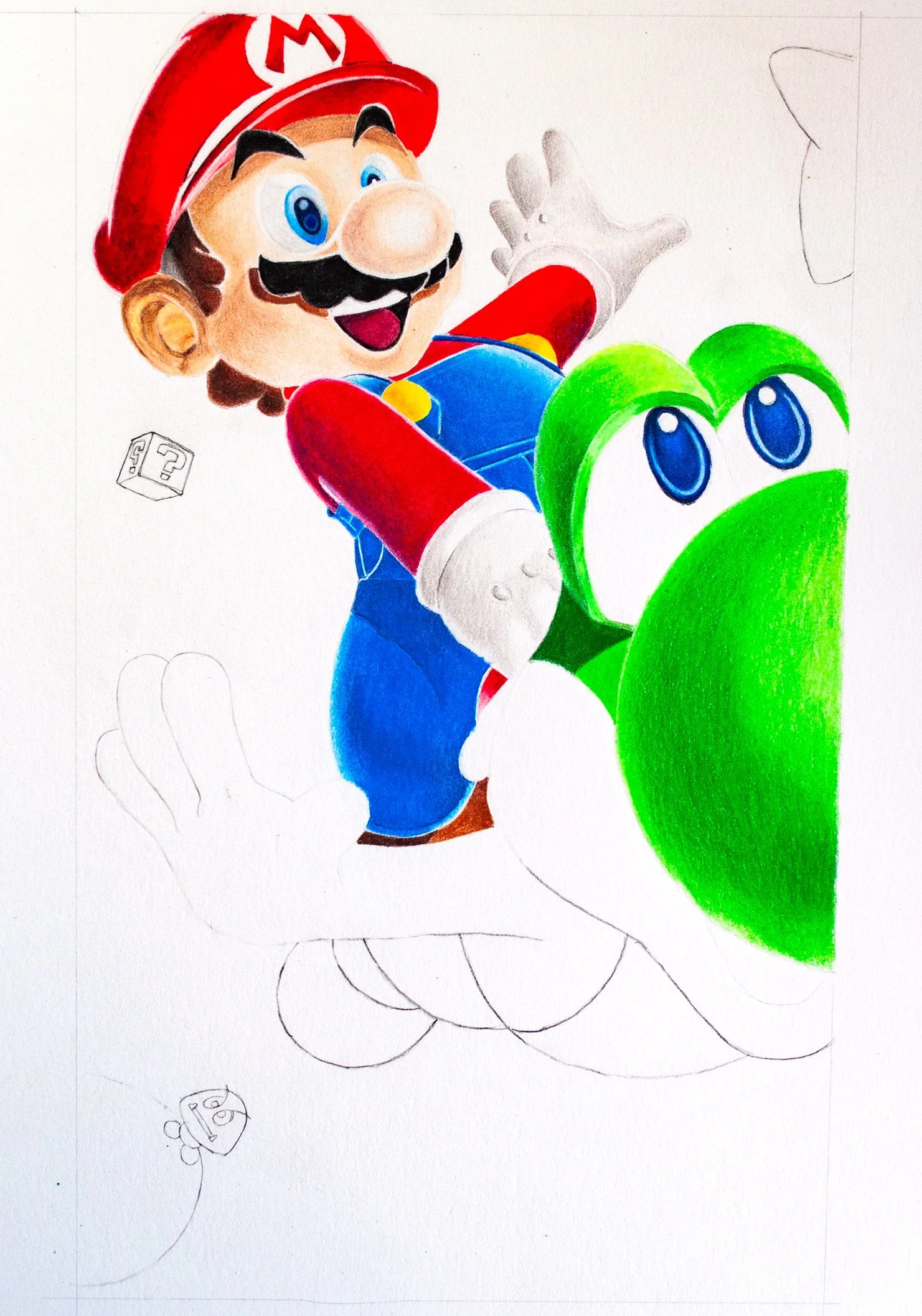 Nintendo Super Mario Artwork Using Faber Castell Black Edition Colored ...